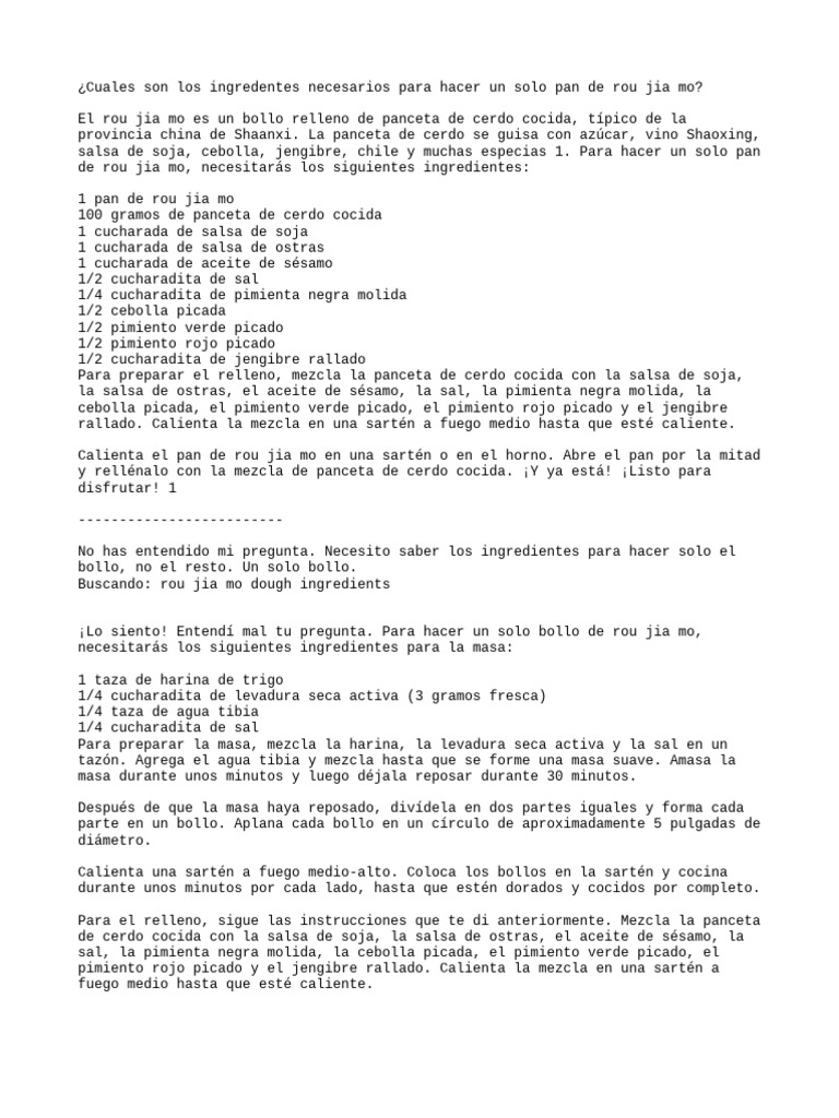 Rou Jia Mo Según IA Chat GPT 4 | PDF | Panes | Alimentos