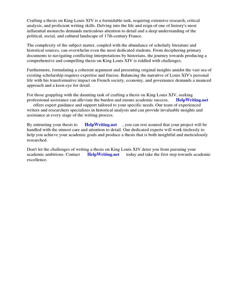 King Louis Xiv Thesis | PDF | Absolute Monarchy | Palace Of Versailles