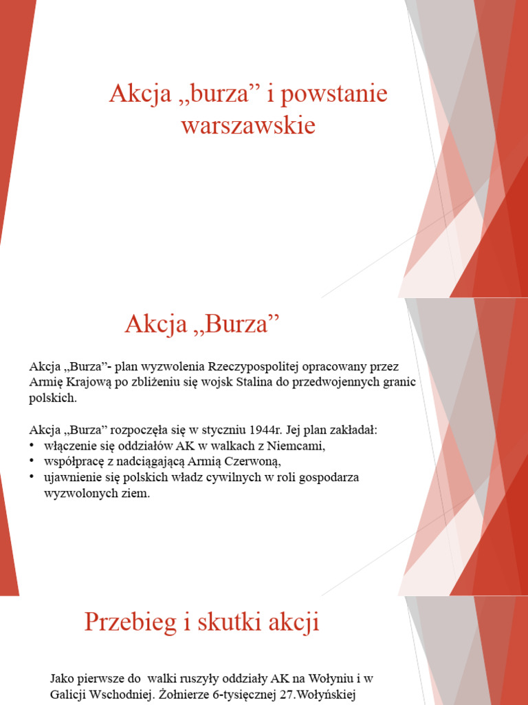 Akcja Burza i Powstanie Warszawskie | PDF