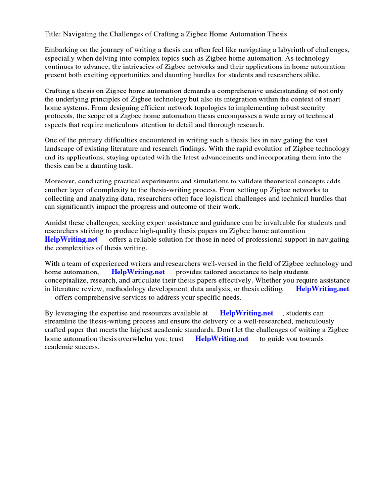 Zigbee Home Automation Thesis | PDF | Computer Network | Home Automation