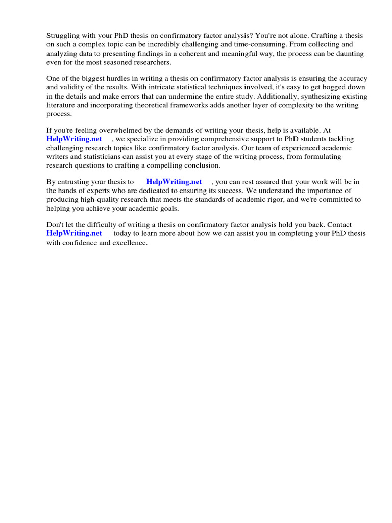 PHD Thesis Confirmatory Factor Analysis | PDF | Structural Equation Modeling | Factor Analysis