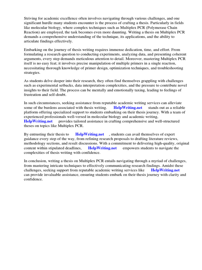 Multiplex PCR Thesis | PDF | Polymerase Chain Reaction | Real Time ...