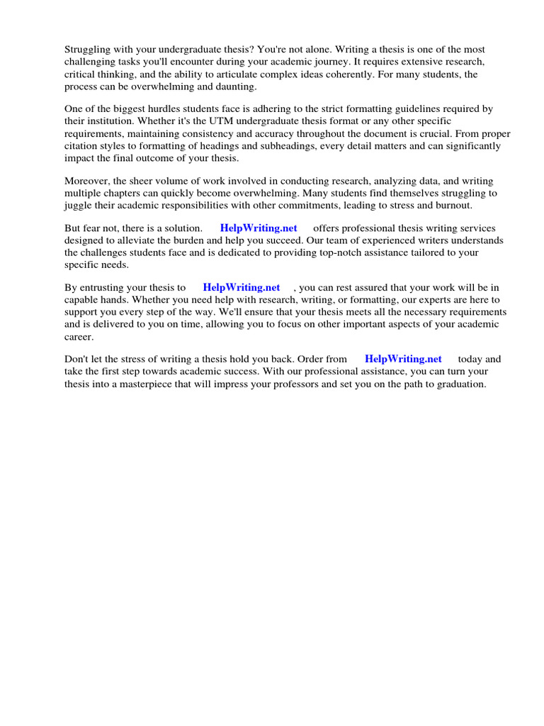 Utm Undergraduate Thesis Format | PDF | Thesis | Writing