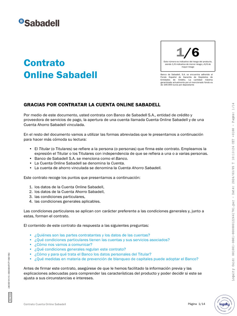 Cuenta Online Sabadell | PDF | Interés | Bancos