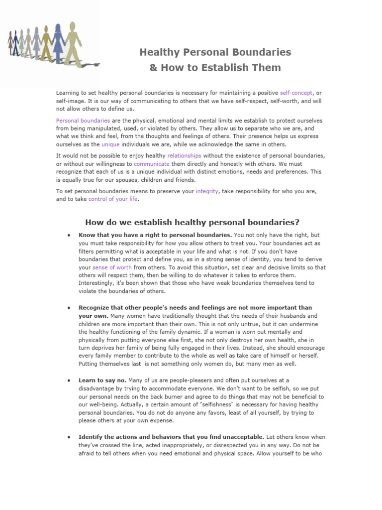 Setting Healthy Personal Boundaries | PDF | Self Esteem | Psychology