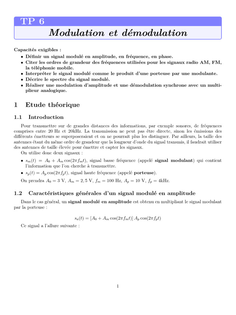 TP6 Modulation Demodulation | PDF | Modulation | Radio