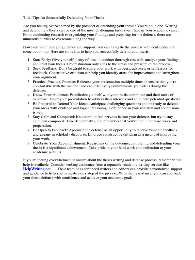 Defending Your Thesis Tips | PDF | Thesis Defending Your Thesis Tips | PDF | Thesis