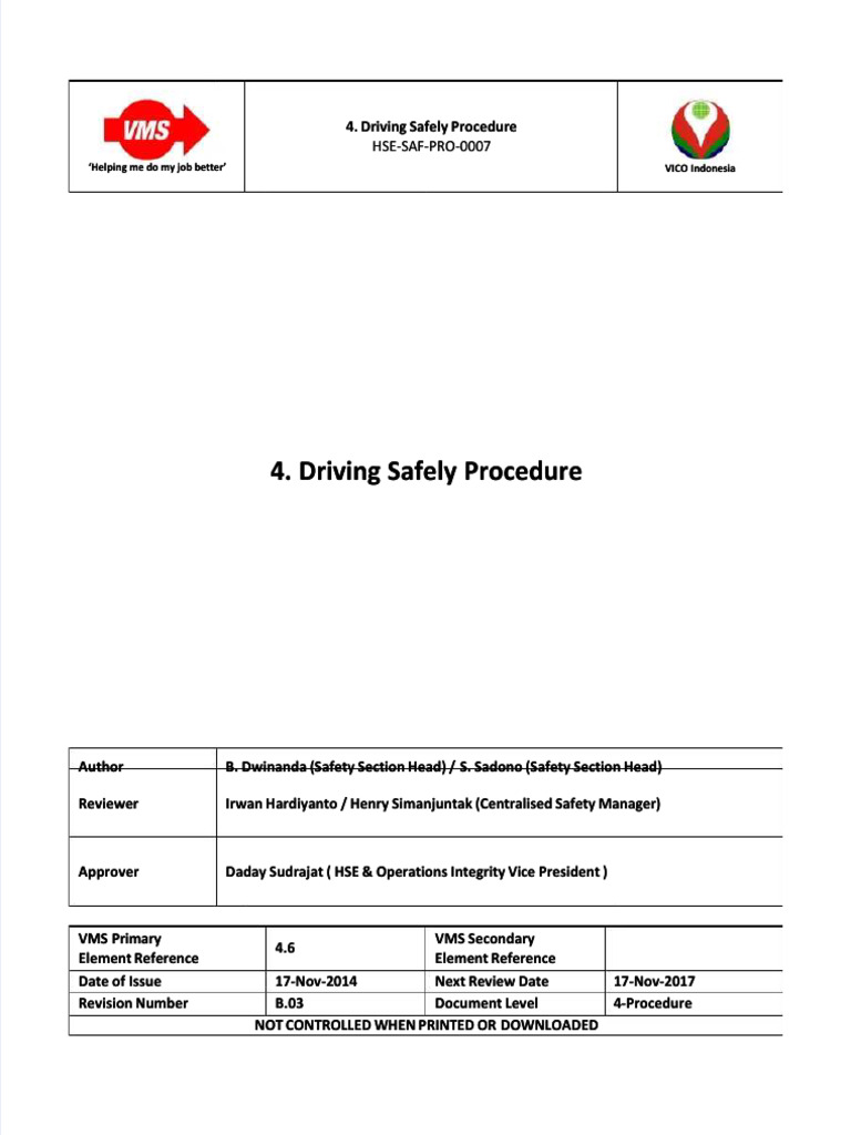 Driving Safety Procedure | PDF | Transport | Engineering