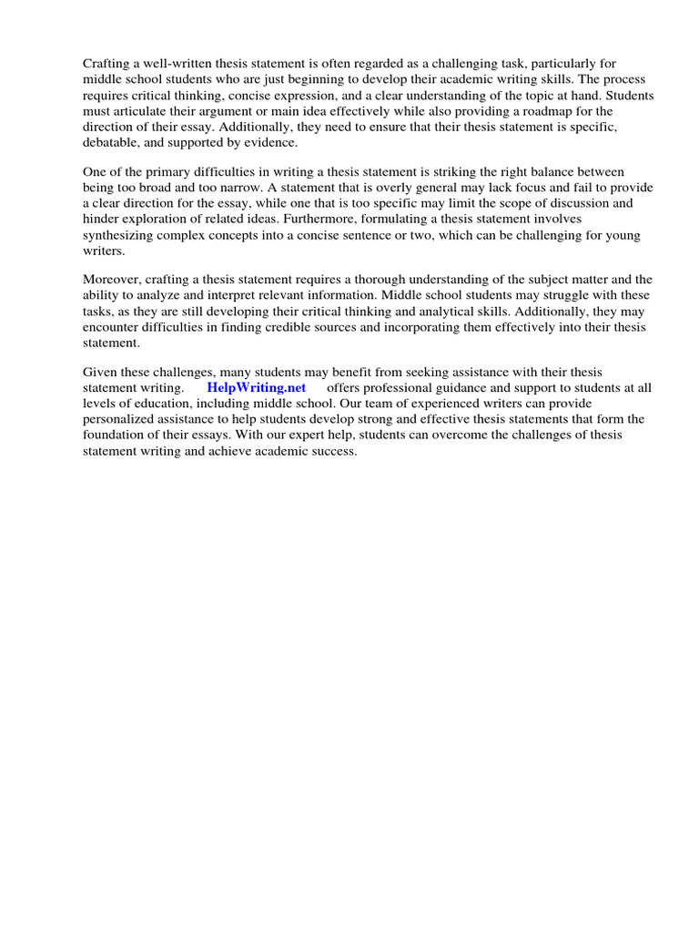How To Write A Good Thesis Statement Middle School | PDF | Essays ...