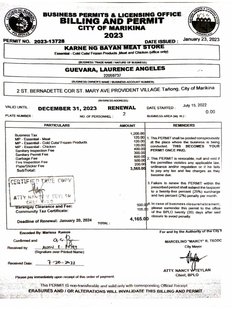 Business Permit 2023 | PDF