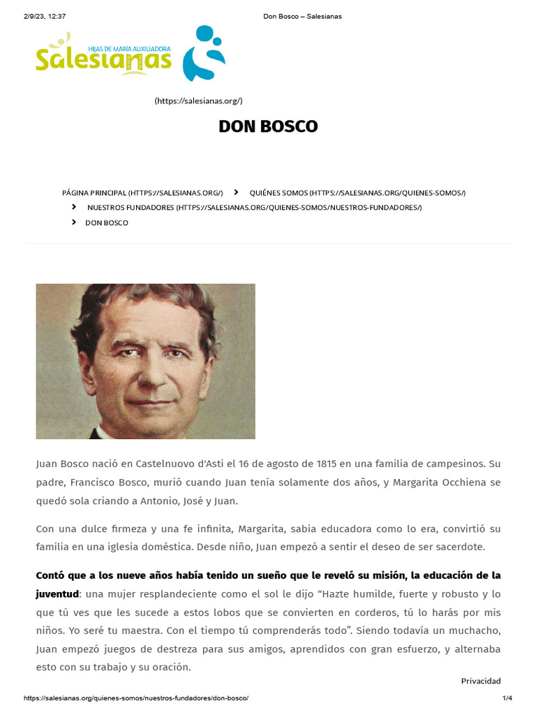 Don Bosco - Salesianas | PDF