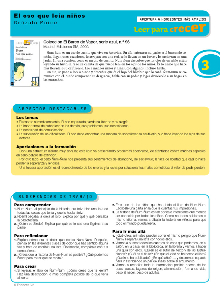 Silo - Tips - El Oso Que Leia Nios Gonzalo Moure | PDF