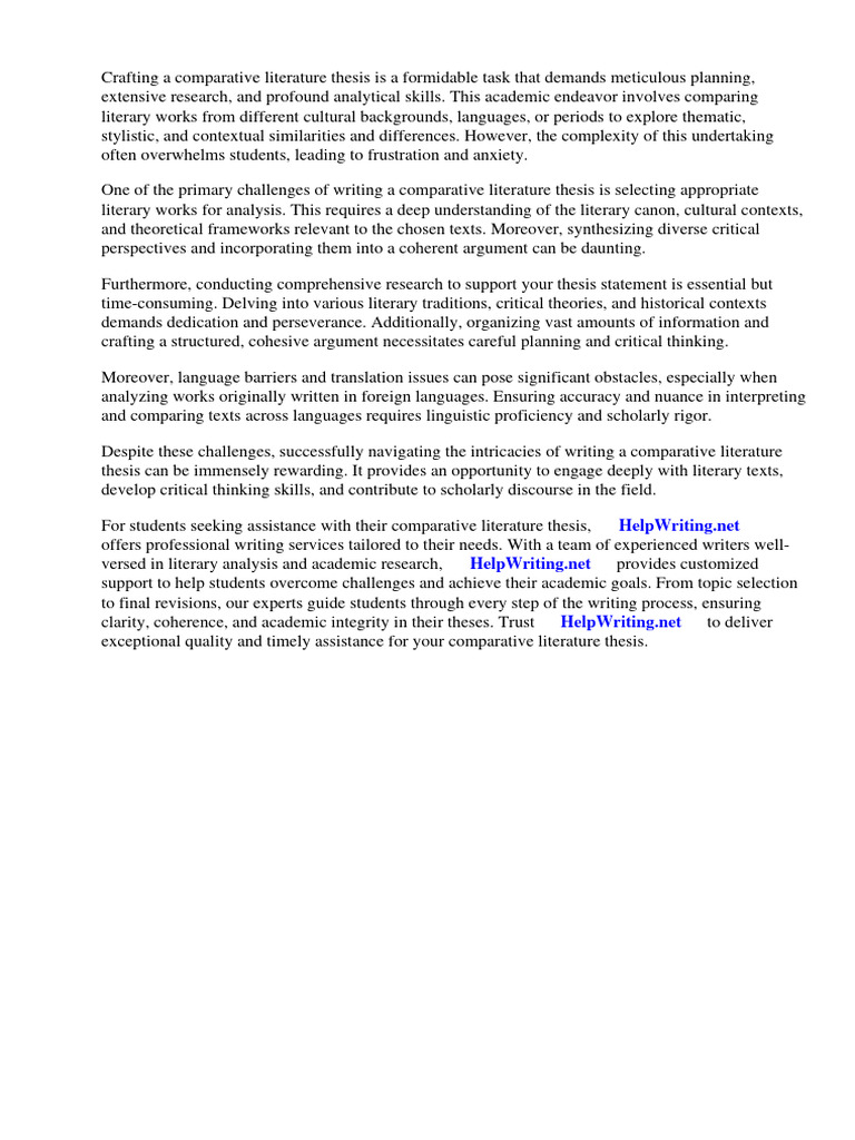 How to Write a Comparative Literature Thesis | PDF