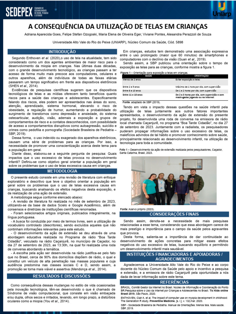A CONSEQUÊNCIA DA UTILIZAÇÃO DE TELAS EM CRIANÇAS - Final | PDF ...