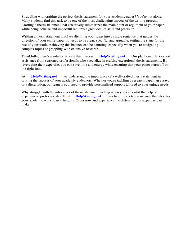 Expert Thesis Statement Help | PDF