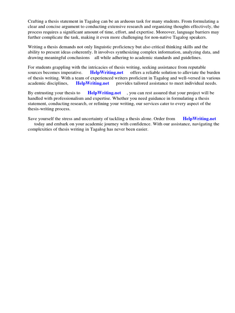 Thesis Statement in Tagalog | PDF | Tagalog Language | Thesis