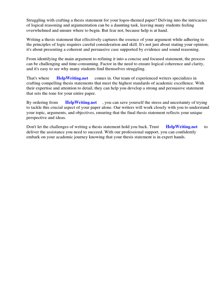 Logos Thesis Statement | PDF | Logos | Essays