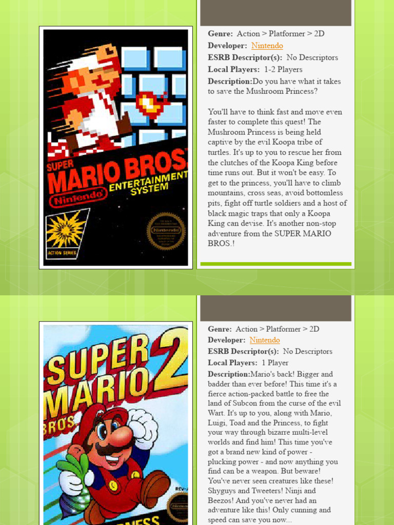 Main Mario Series Presentation | PDF | Mario | Video Game Franchises