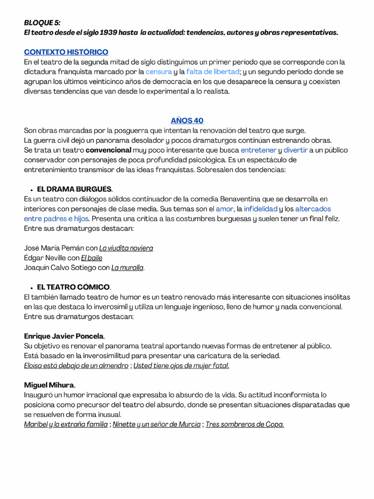 BLOQUE 5 EL TEATRO (1) | PDF