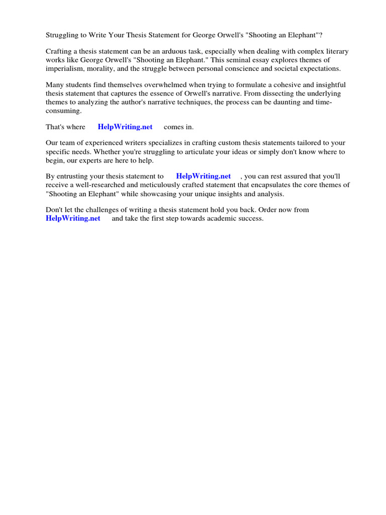Thesis Statement Help for Orwell's Essay | PDF