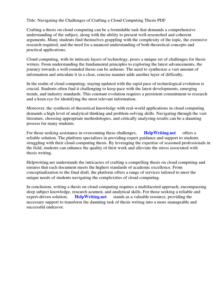 Cloud Computing Thesis PDF | PDF | Cloud Computing | Computer Security