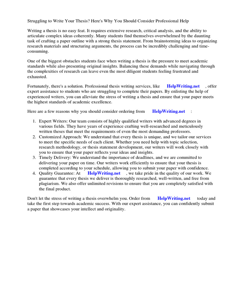 Professional Help for Thesis Writing | PDF | Career & Growth | Business