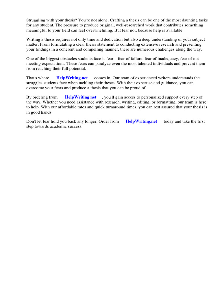 Fear Thesis Statement | PDF | Fear | Essays