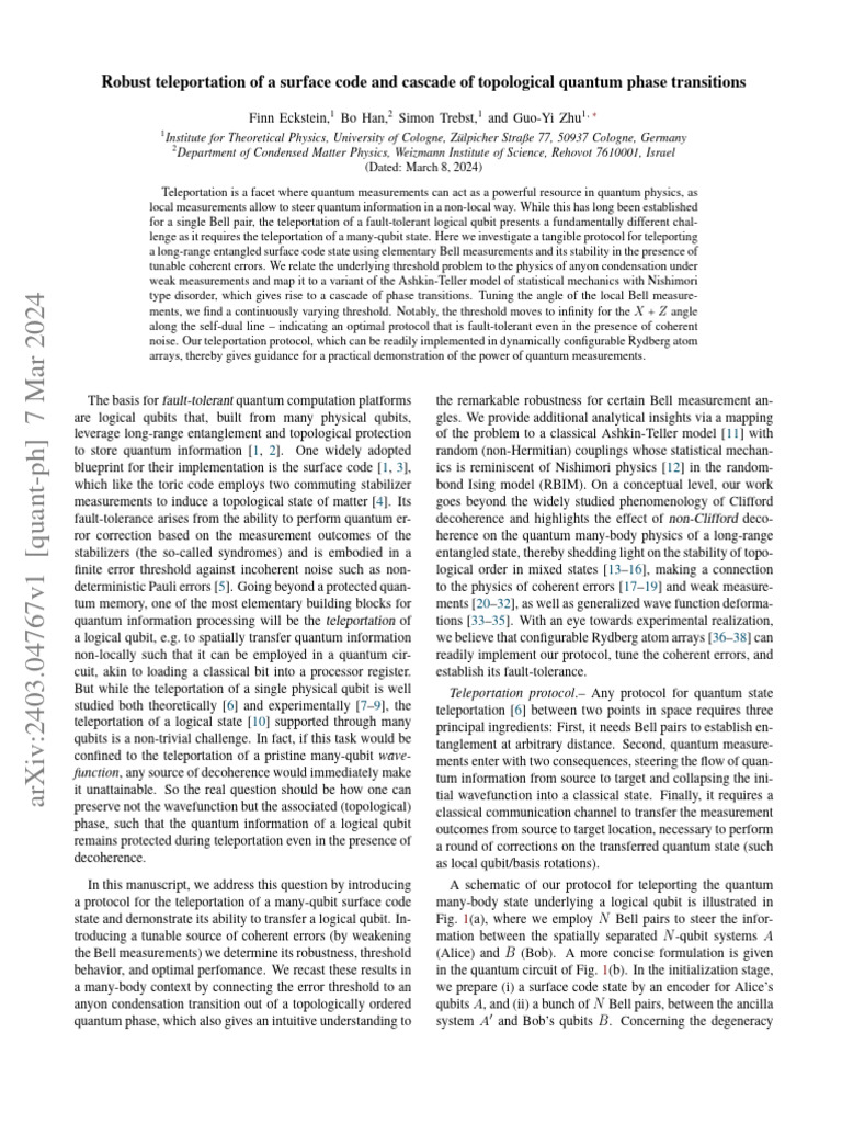 Robust Teleportation of A Surface Code and Cascade of Topological ...