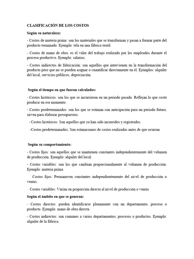 Clasificación de Los Costos | PDF | Business | Economias