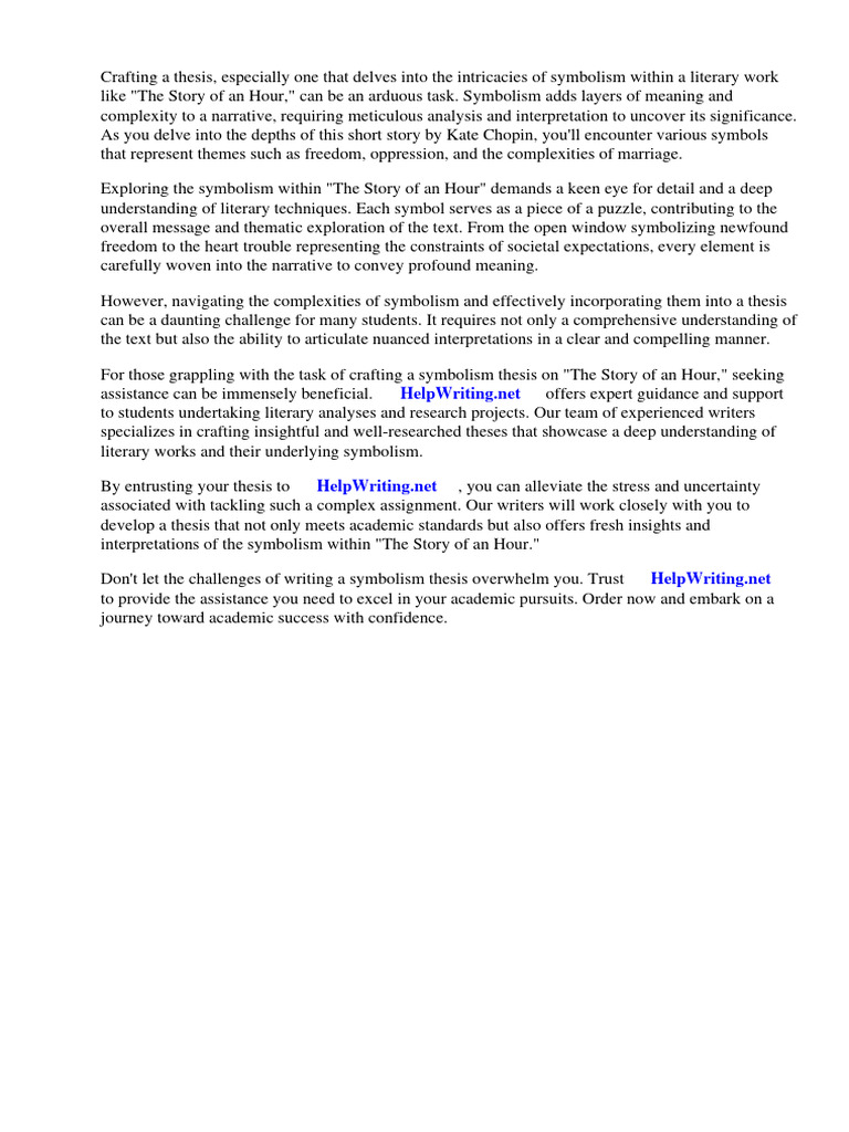 The Story of An Hour Symbolism Thesis | PDF