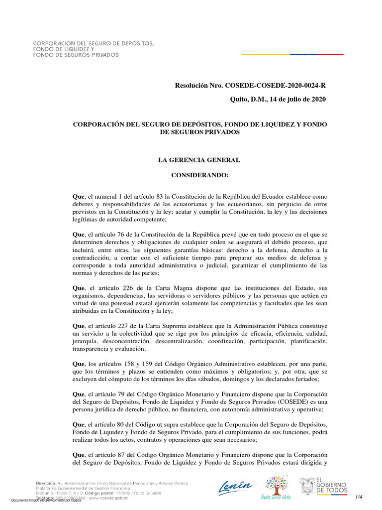 Cosede Cosede 2020 0024 R | PDF | Ecuador | Gobierno