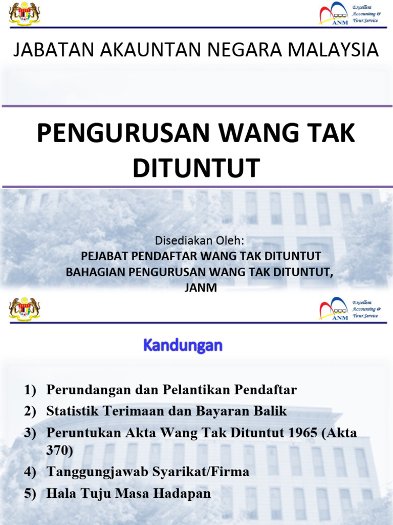 Pengurusan Wang Tak Dituntut | PDF