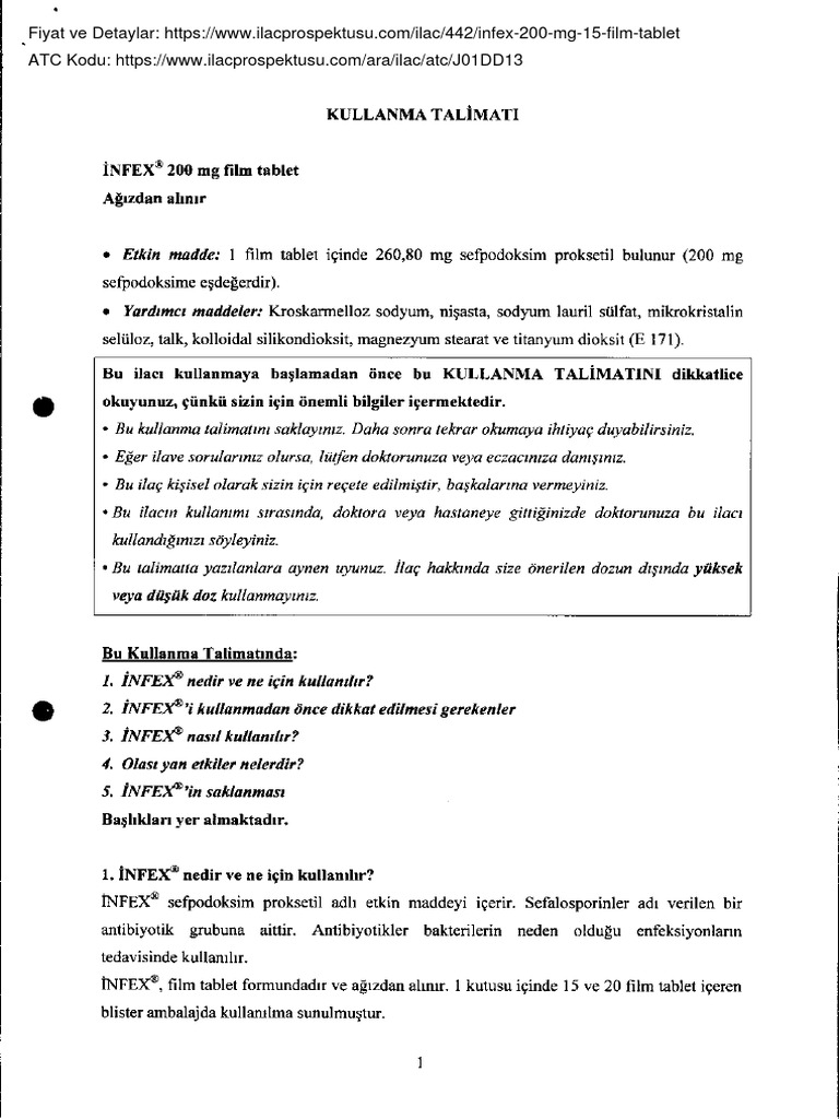 3680 Infex 200 MG Film Tablet KT | PDF