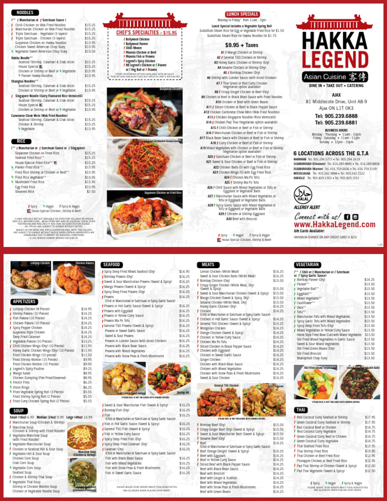 Hakka Legend Menu and Lunch Specials | PDF | Curry | Tofu