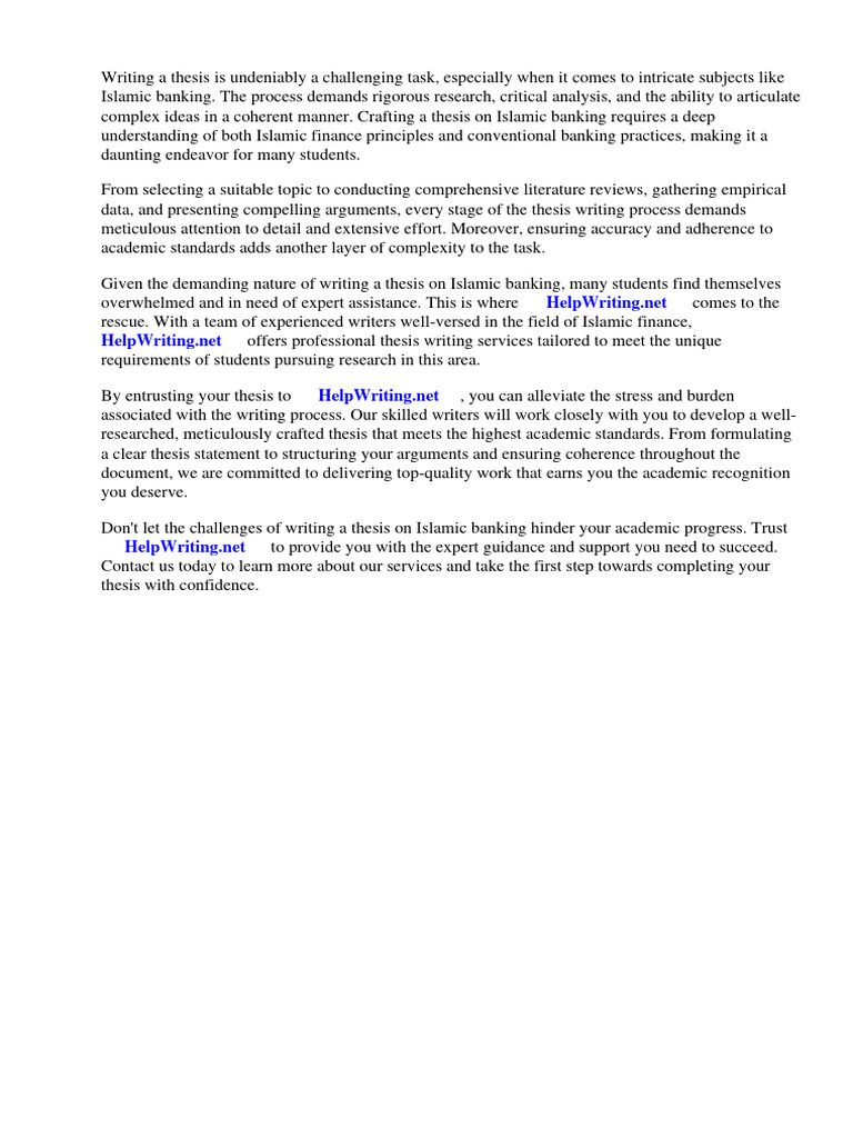 Thesis Writing on Islamic Banking Essentials | PDF