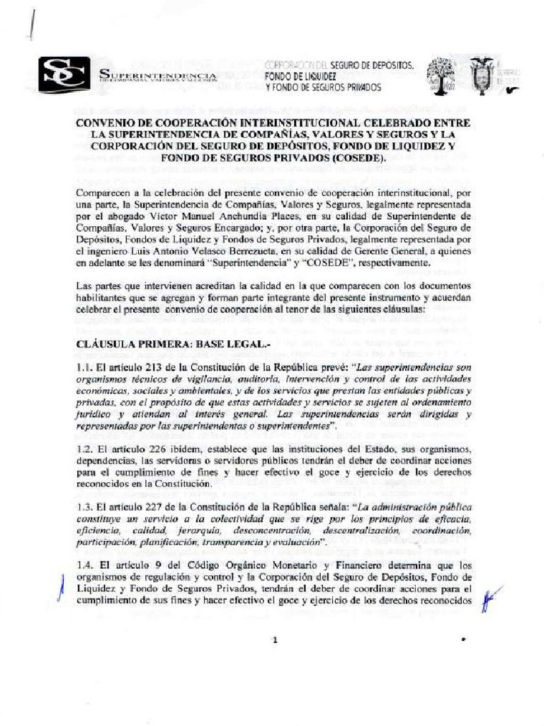 Convenio Entre SCVS y Cosede | PDF