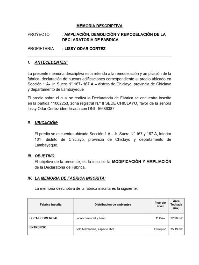 Memoria-Descriptiva-Declaratoria-de-Fabrica(25.12) | PDF | Edificios y estructuras | Diseño ...