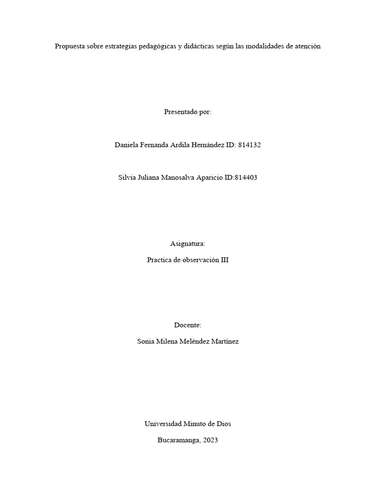 Propuesta Pedagogica | PDF | Familia | Inclusión (Educación)