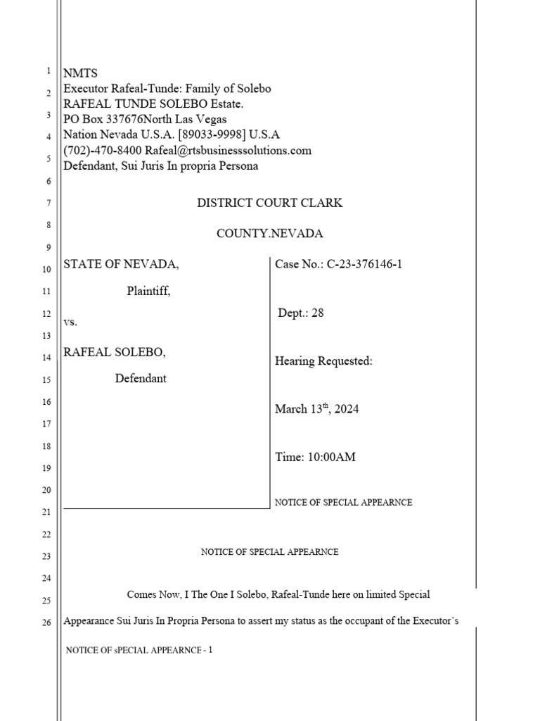 Notice of Special Appearance | PDF