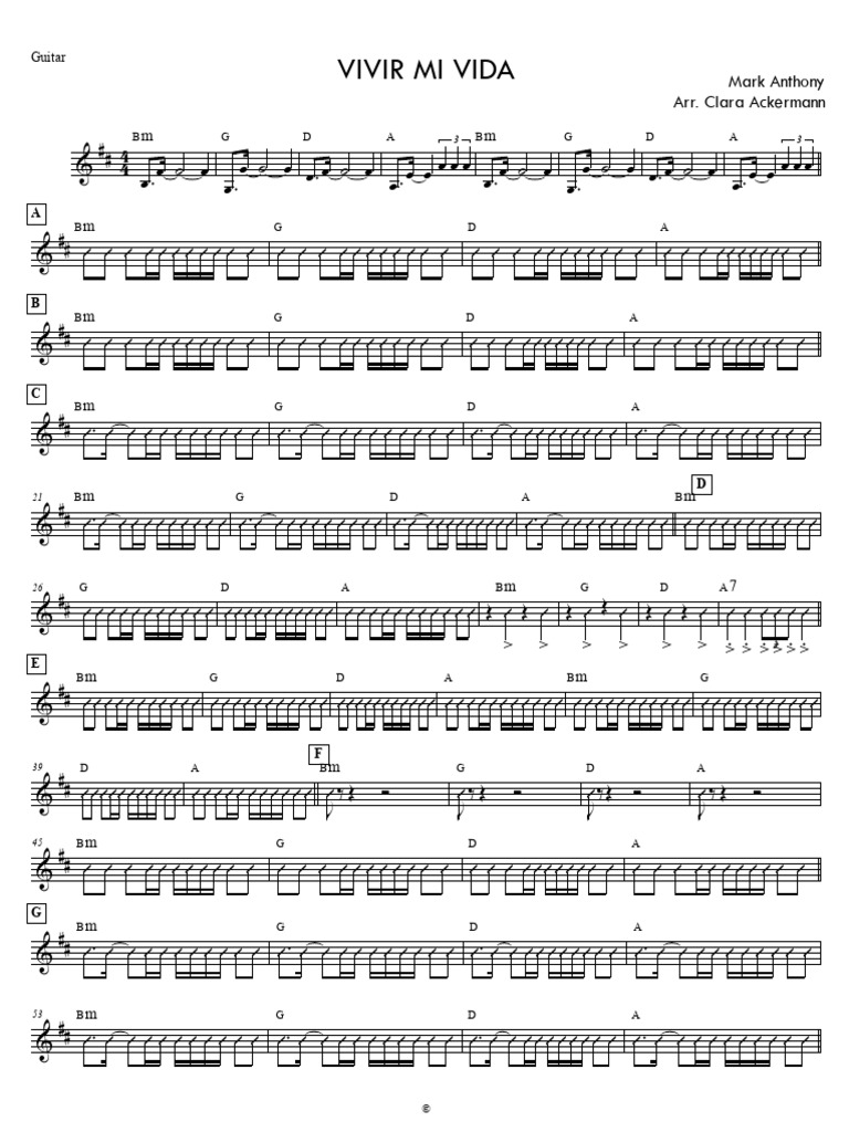 VIVIR MI VIDA - Guitar | PDF