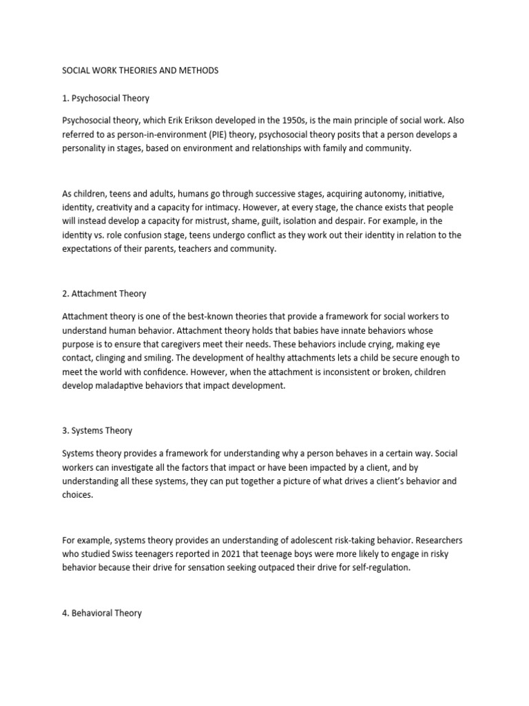 Social Work Theories and Methods | PDF