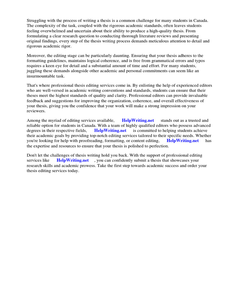 Thesis Editing Canada | PDF | Editing | Thesis