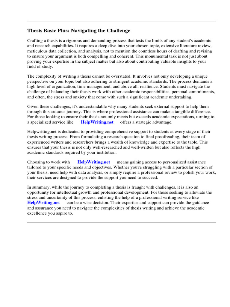 Thesis Basic Plus | PDF | Thesis | Essays
