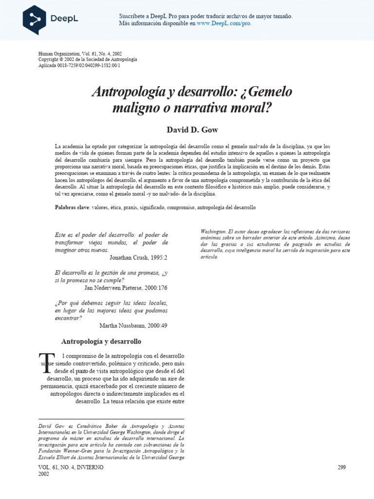 David Gow Developpement Es | PDF | Antropología | Conocimiento