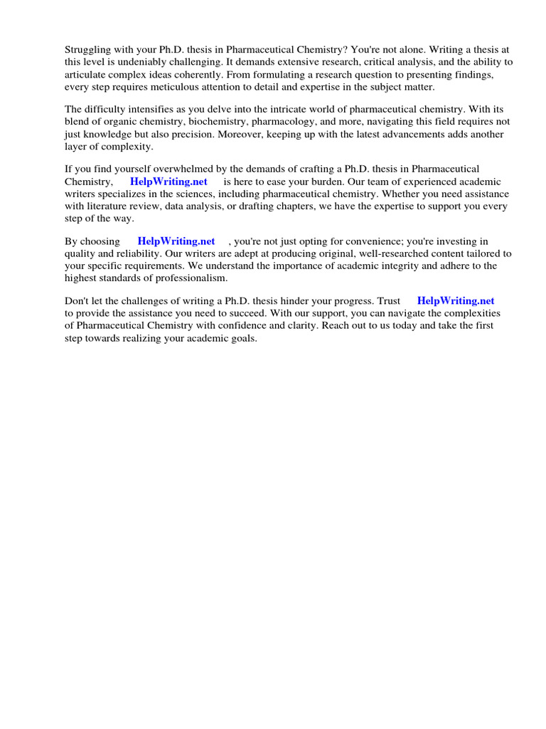 PHD Thesis in Pharmaceutical Chemistry PDF | PDF
