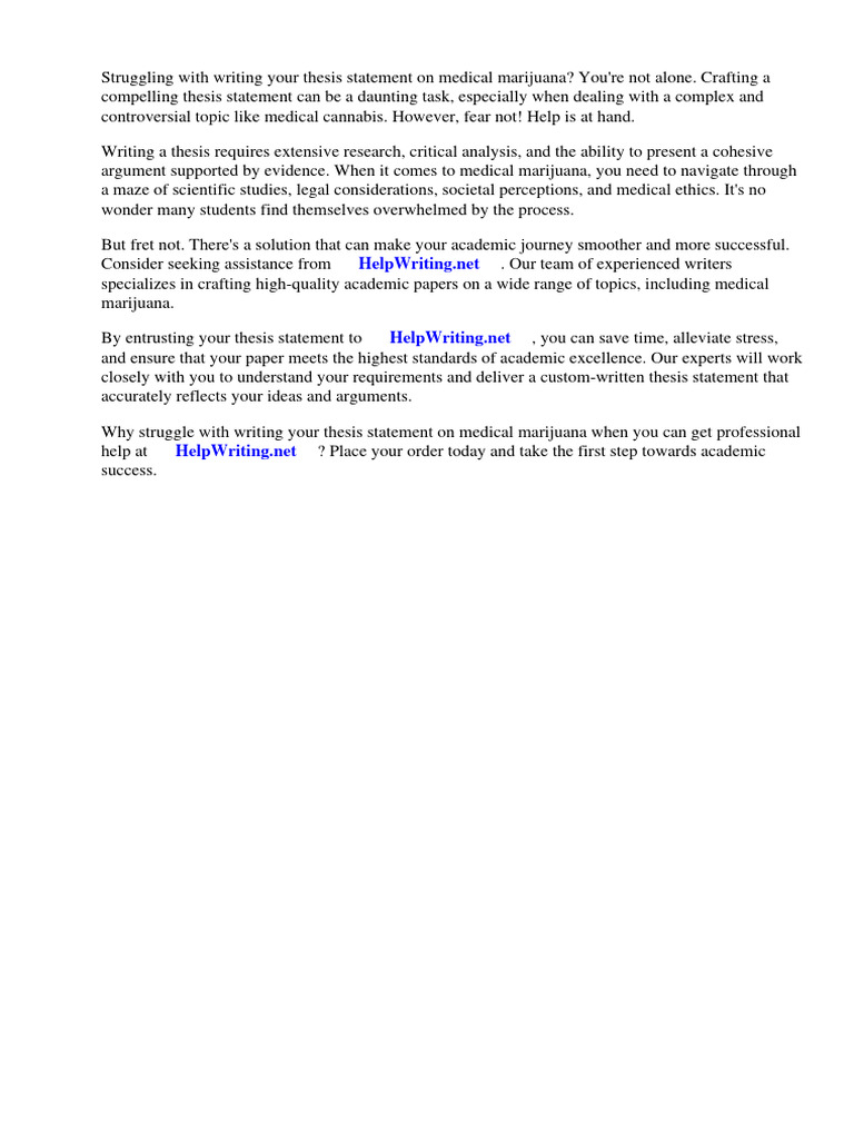 Thesis Statement Examples For Medical Marijuana | PDF