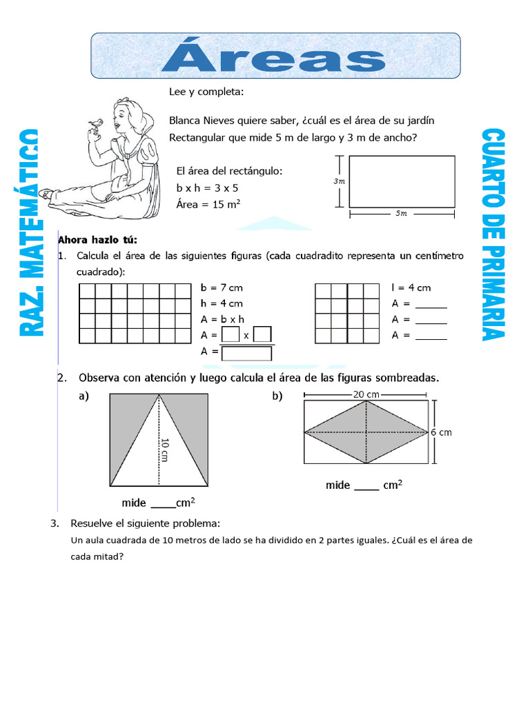 Ejercicios Con Áreas para Cuarto de Primaria | PDF | Matemáticas ...