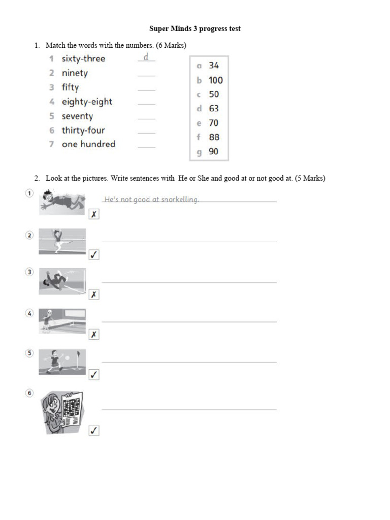 Super Minds 3 Progress Test | PDF