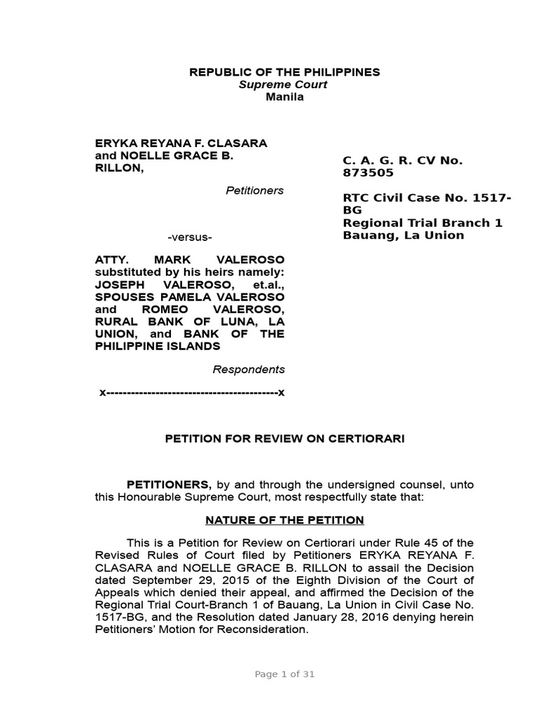 Petition For Review Rule 45 4 PDF Free | PDF | Mortgage Law | Foreclosure