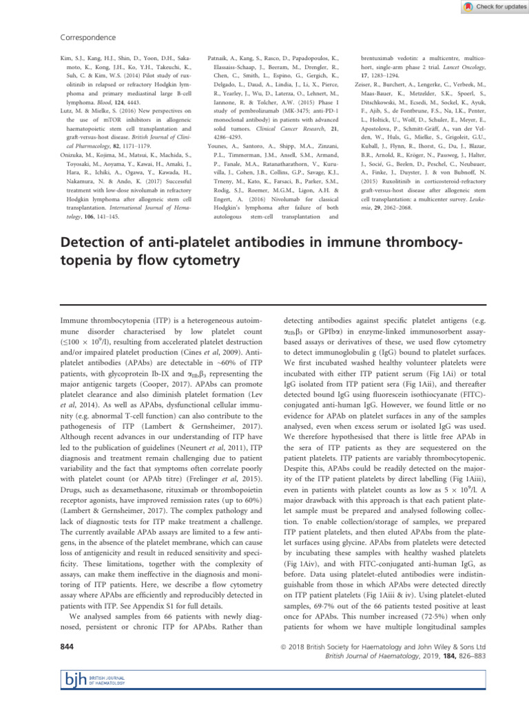 Detection of Anti-platelet Antibodies in Immune | PDF | Thrombosis ...